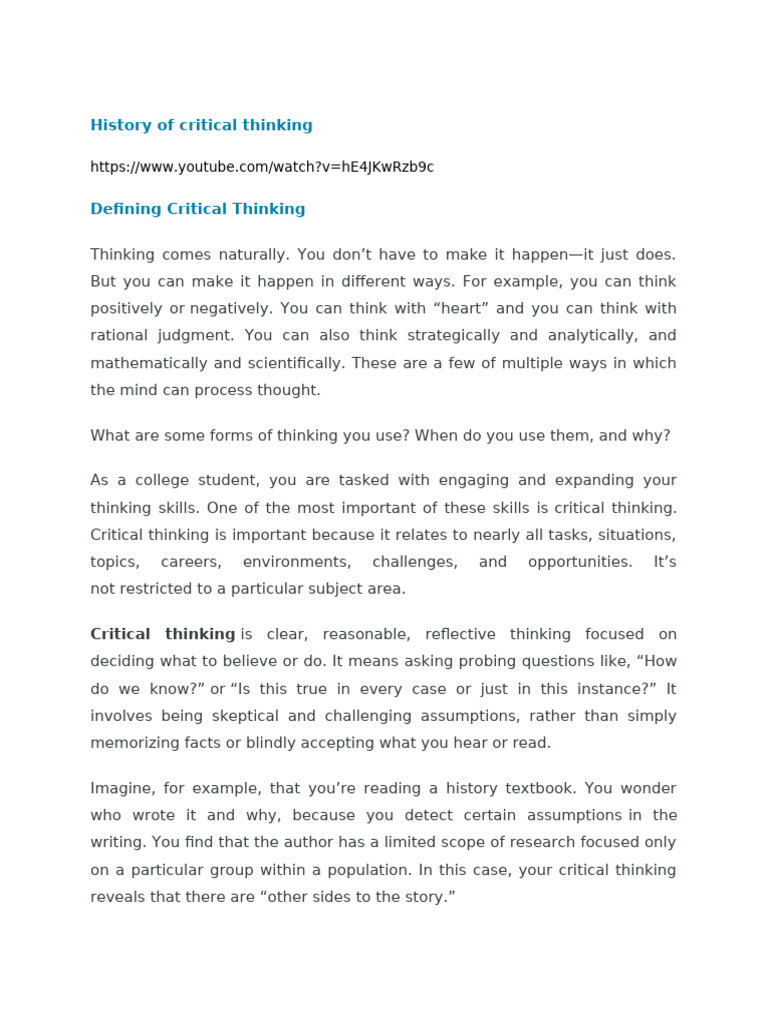 Understanding Critical Thinking Skills | PDF