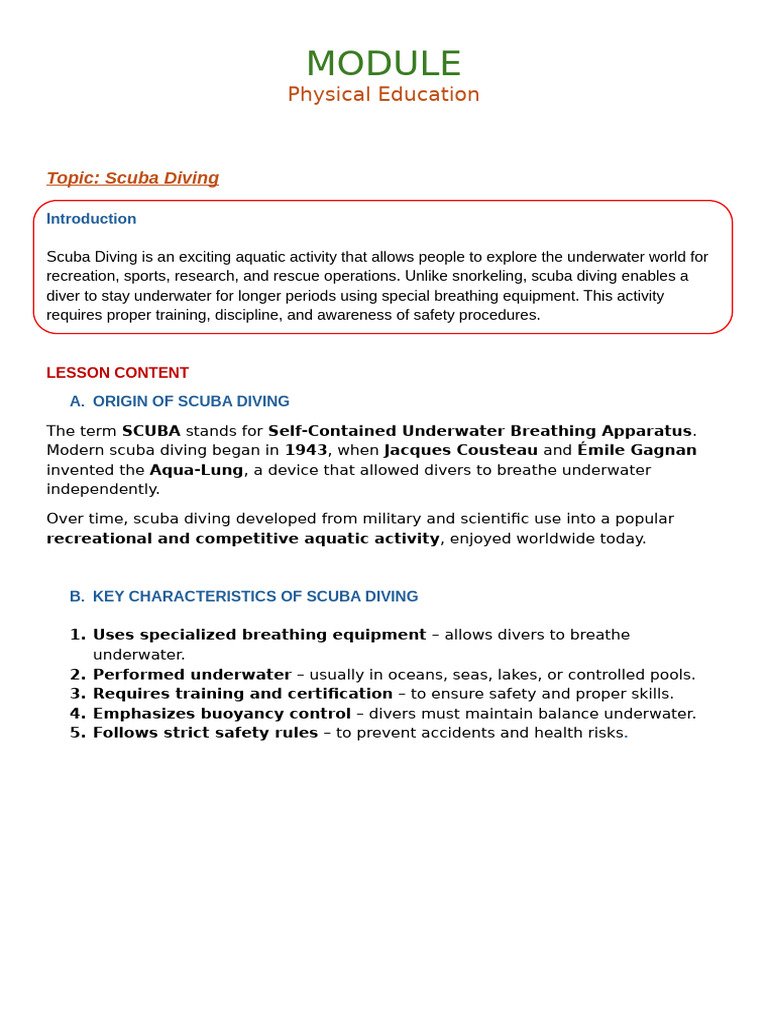 Scuba Diving Basics and Safety Guide | PDF | Scuba Diving | Underwater ...