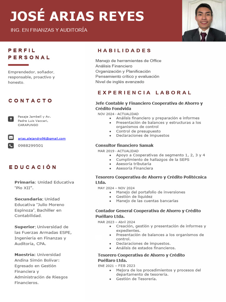 HV JOSÉ ARIAS | PDF | Contabilidad | Auditoría