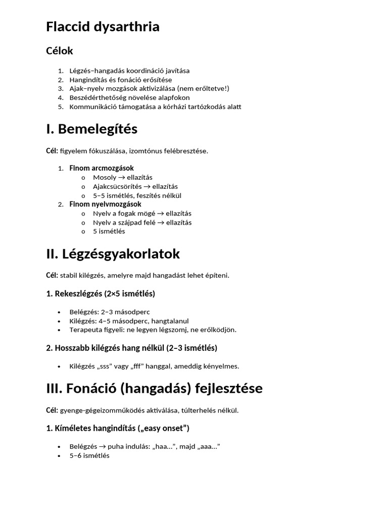 Flaccid Dysarthria Feladatsor | PDF