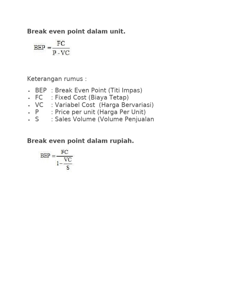 Rumus Break Even Poin | PDF