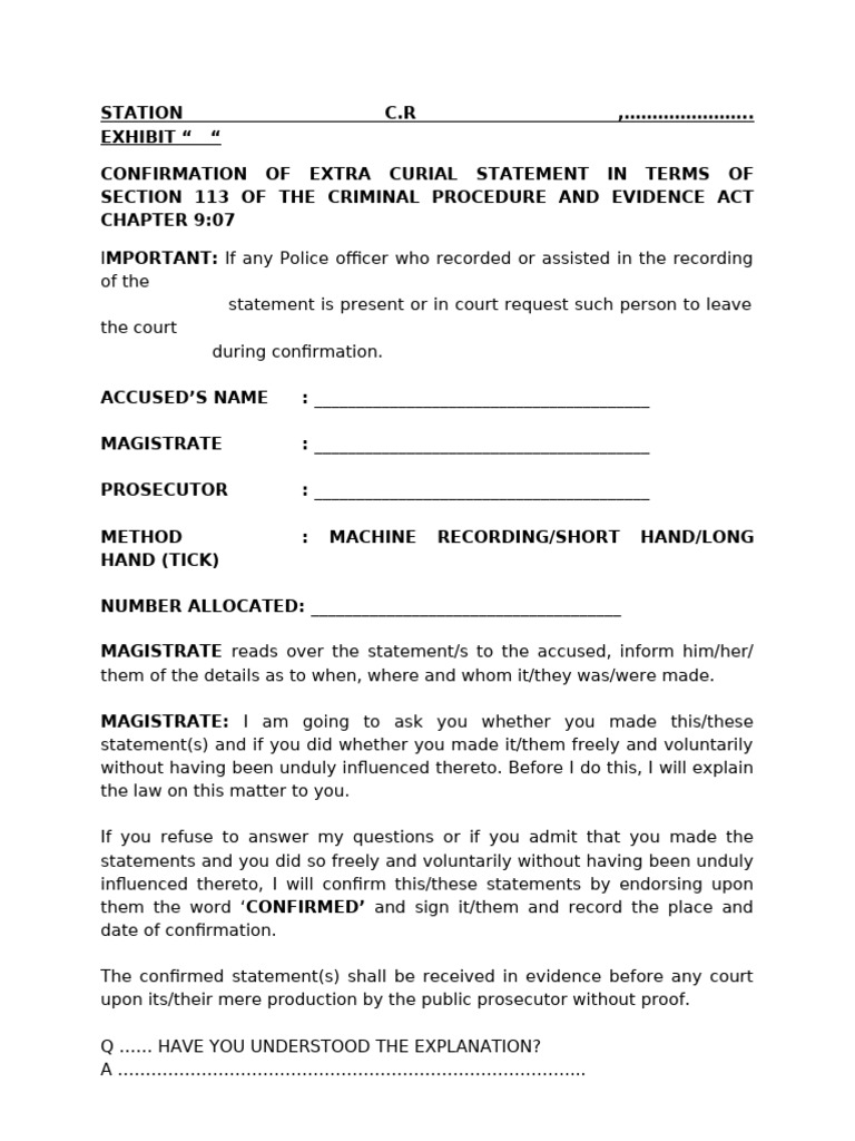 Extra Curial Confirmation | PDF | Criminal Procedure In South Africa ...