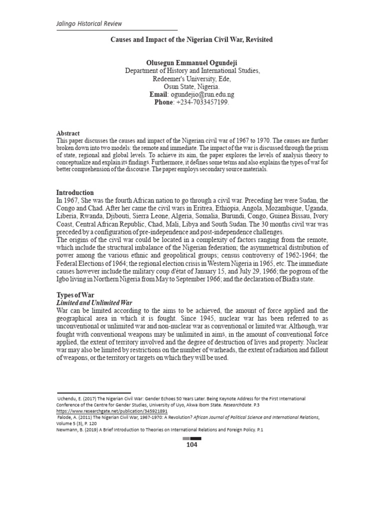 Causes and Impact of the Nigerian Civil War Revisited | PDF | Biafra ...