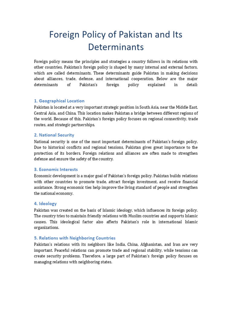 Key Determinants of Pakistan's Foreign Policy | PDF | Pakistan ...
