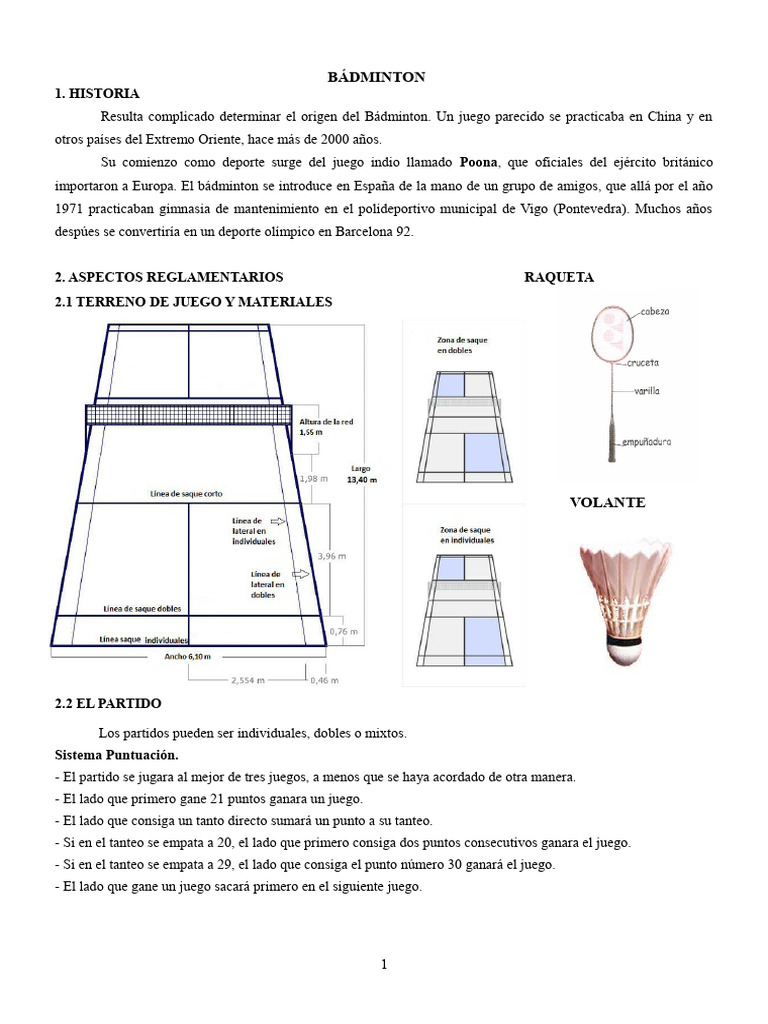 Historia y Reglas del Bádminton | PDF