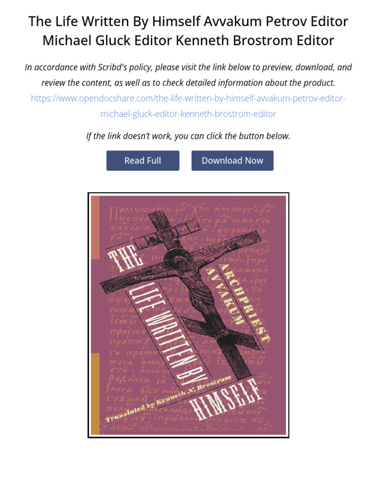 The Life Written By Himself Avvakum Petrov Editor Michael Gluck Editor ...