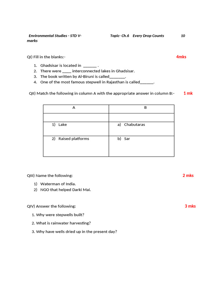 Environmental Studies: Every Drop Counts | PDF
