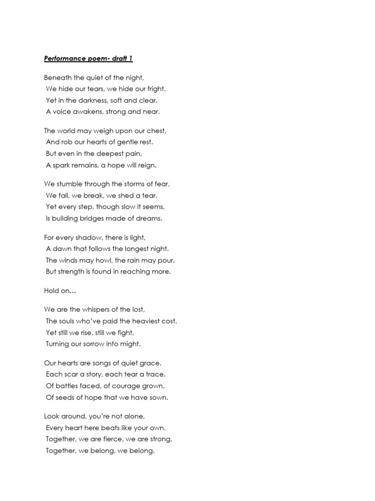 Performance Poem- Draft 1 | PDF