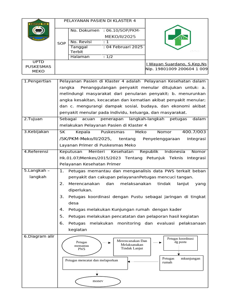 Pelayanan Pasien Klaster 4 Puskesmas Meko | PDF