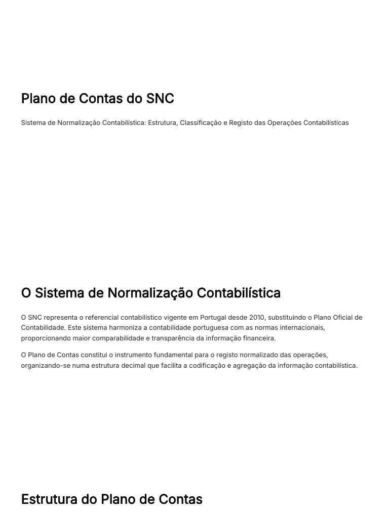 Estrutura do Plano de Contas do SNC | PDF | Contabilidade | Capital ...