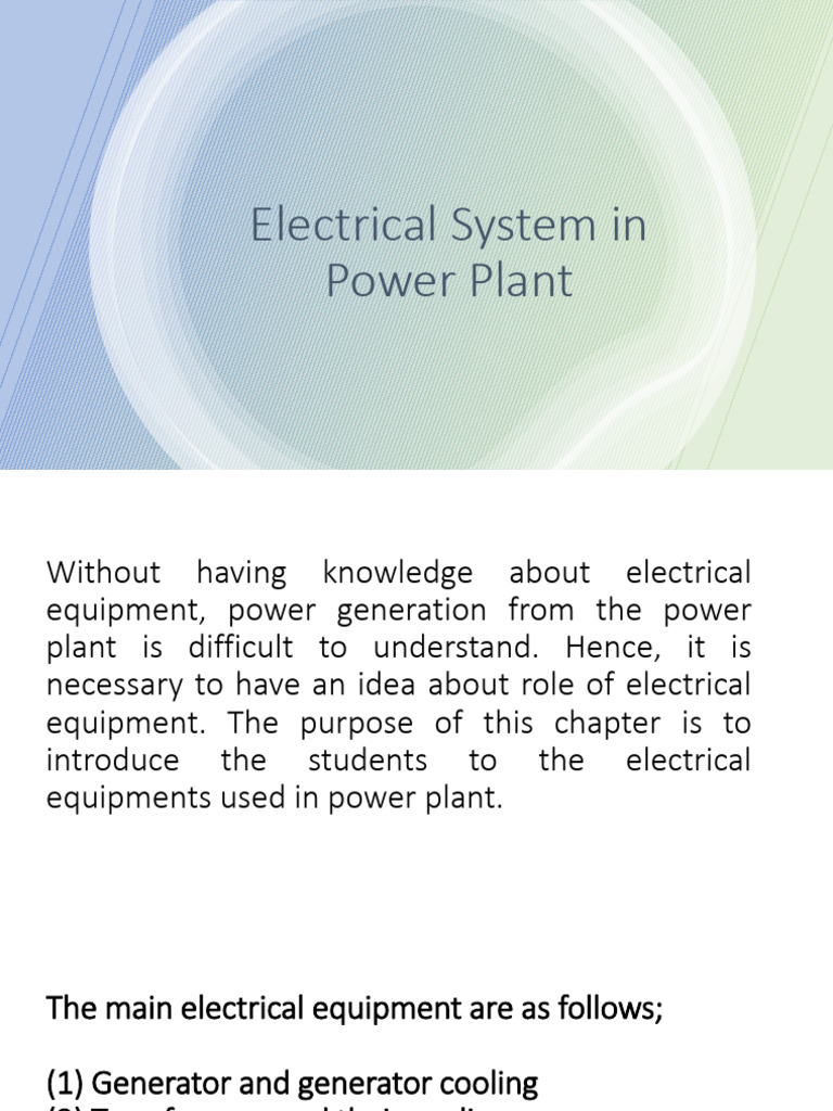 Electrical Equipment in Power Plants | PDF | Electric Generator | Fuse ...