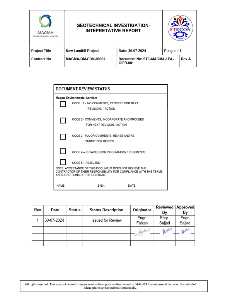 Geotechnical Investigation Intepretative Report | PDF | Geology | Earth ...
