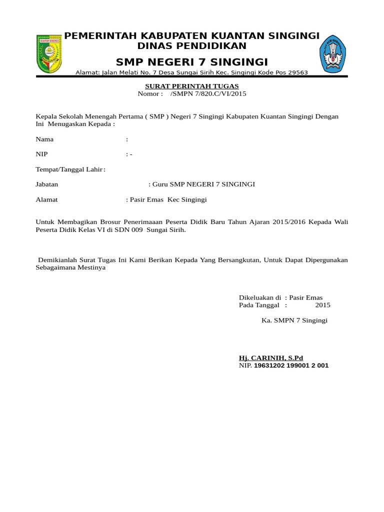 Surat Perintah Tugas | PDF