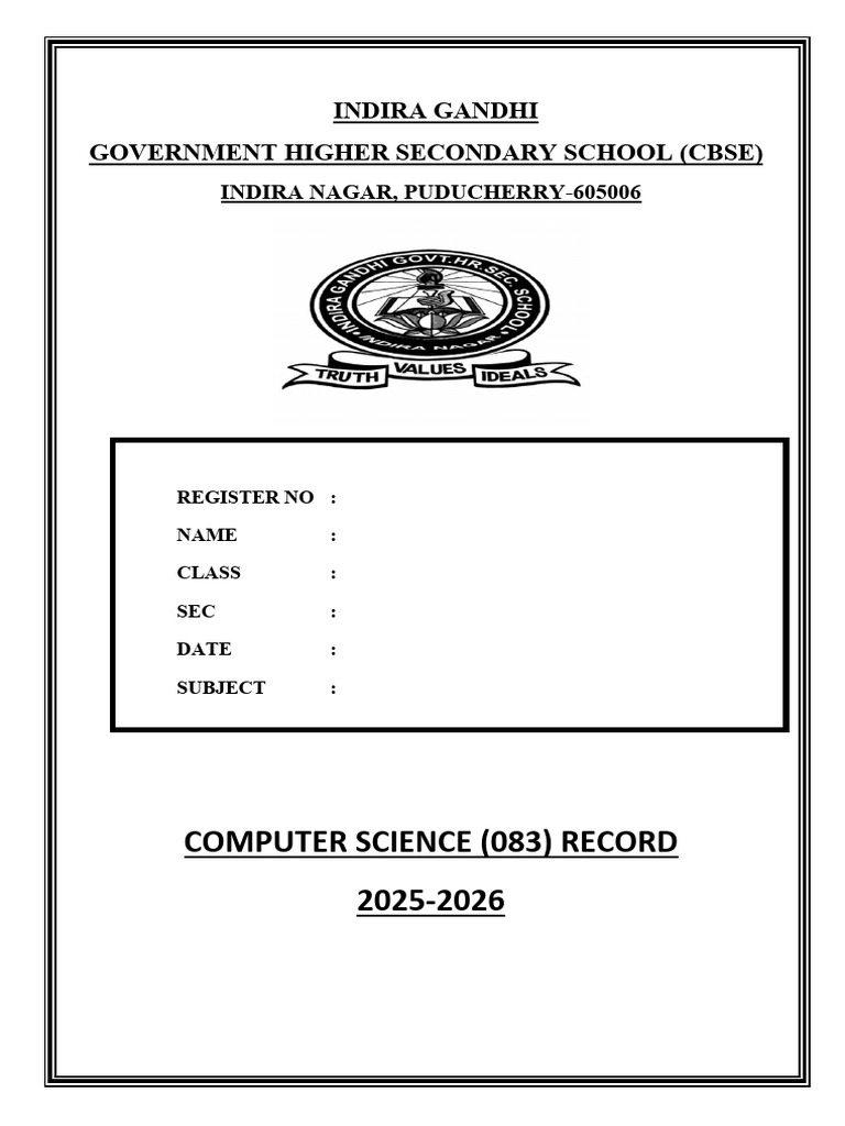 Computer Science Record 2025-2026 | PDF