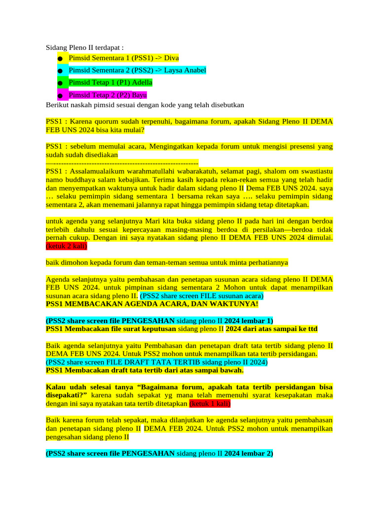 Sidang Pleno II DEMA FEB UNS 2024 | PDF
