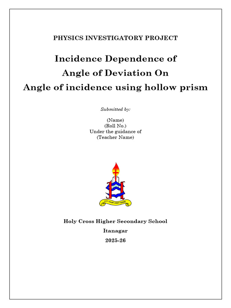 Angle Deviation in Hollow Prism Experiment | PDF | Refractive Index ...