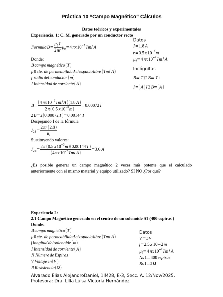 Práctica 10 EYM | PDF | Física | Magnetismo