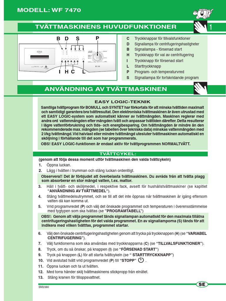 UPO WF 7470 Washing Machine | PDF