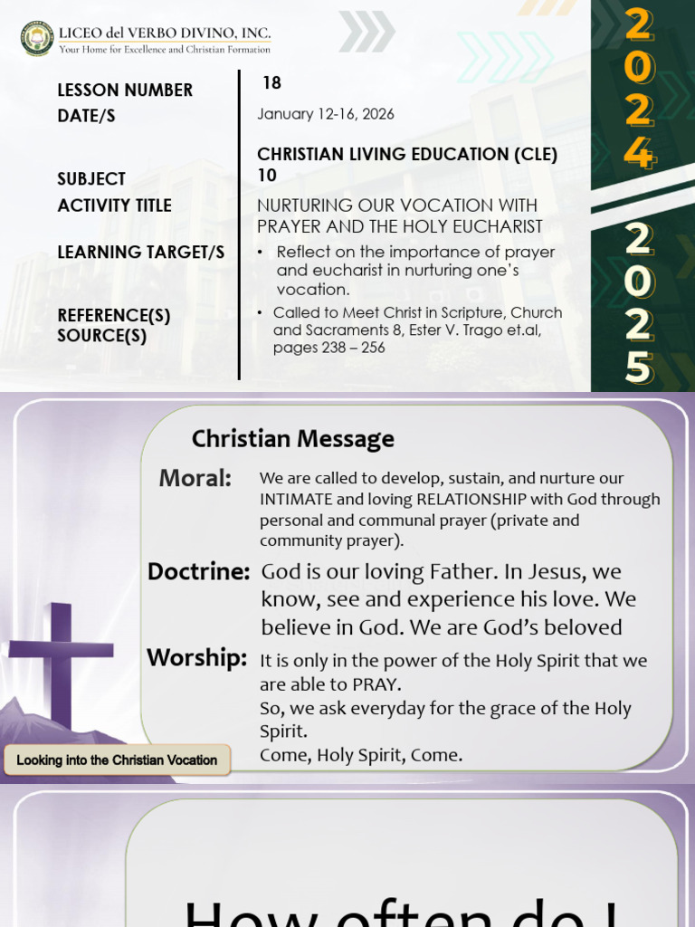 CLE-10_QUARTER-4_LESSON-18 | PDF | Eucharist | Prayer