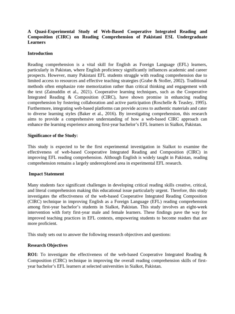 Reading Comprehension is a Cornerstone of Academic Success for English as a Foreign Language ...