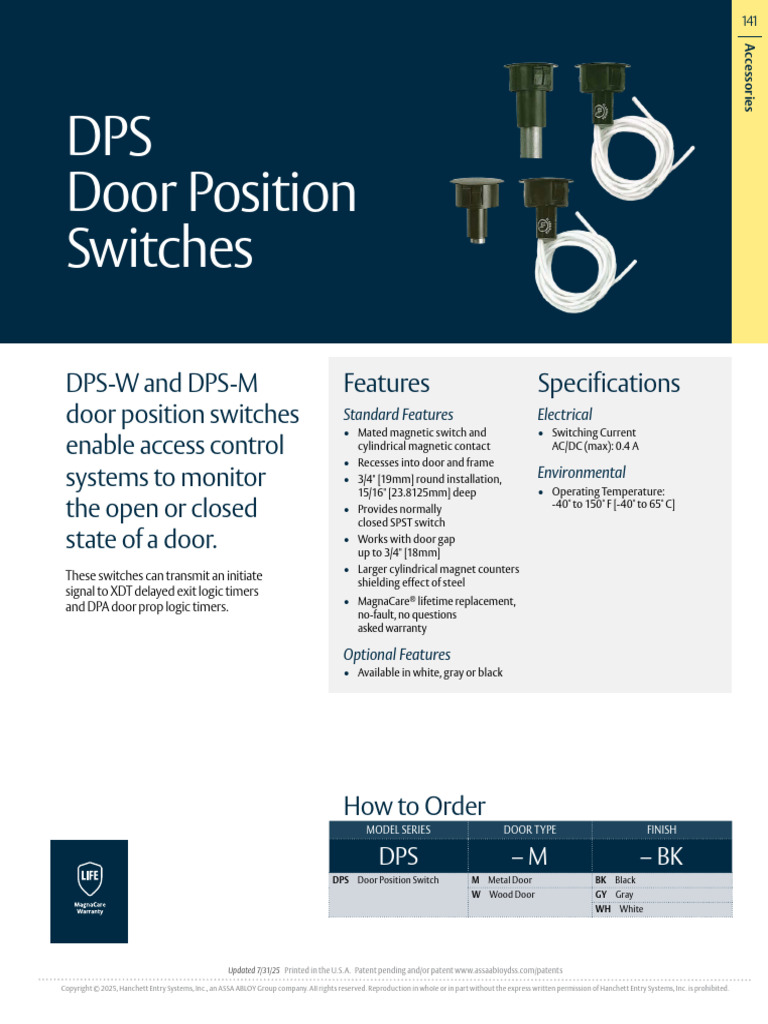 Securitron_DPS Door Position Switches | PDF | Switch | Electric Power