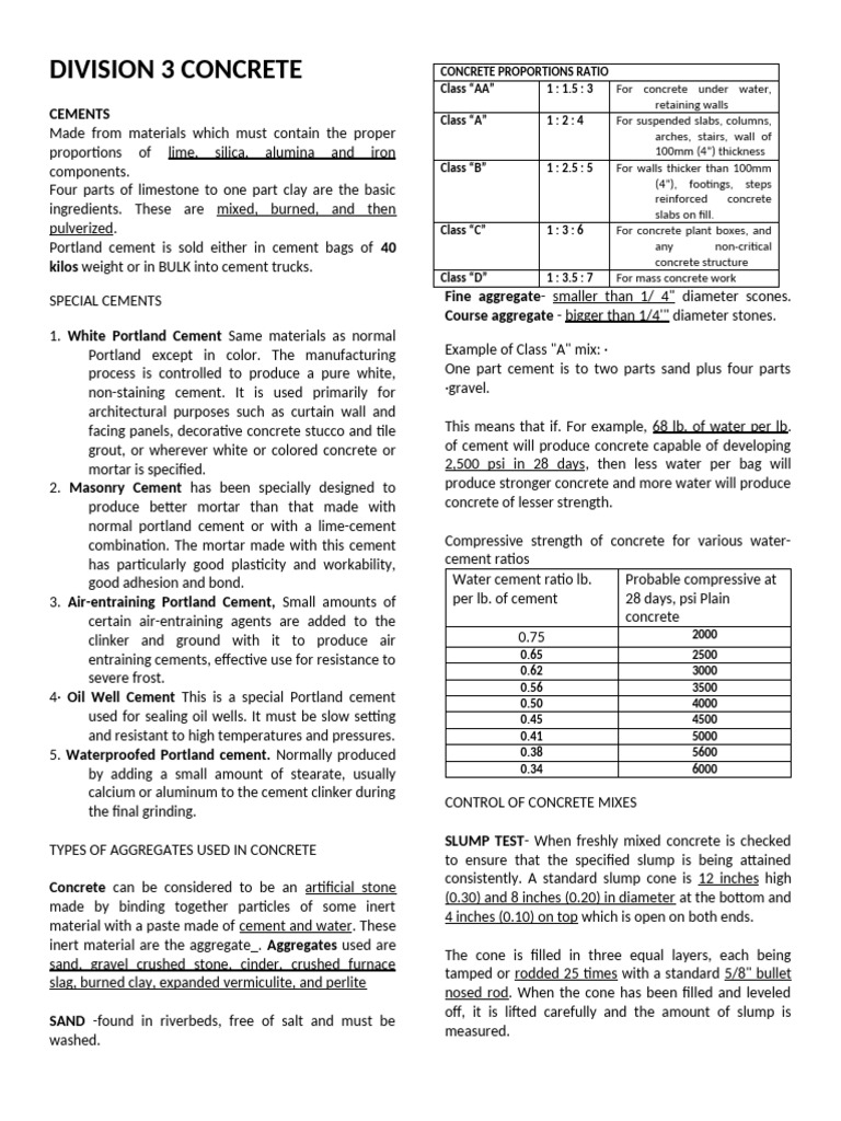 Division 3 Concrete | PDF | Concrete | Lime (Material)