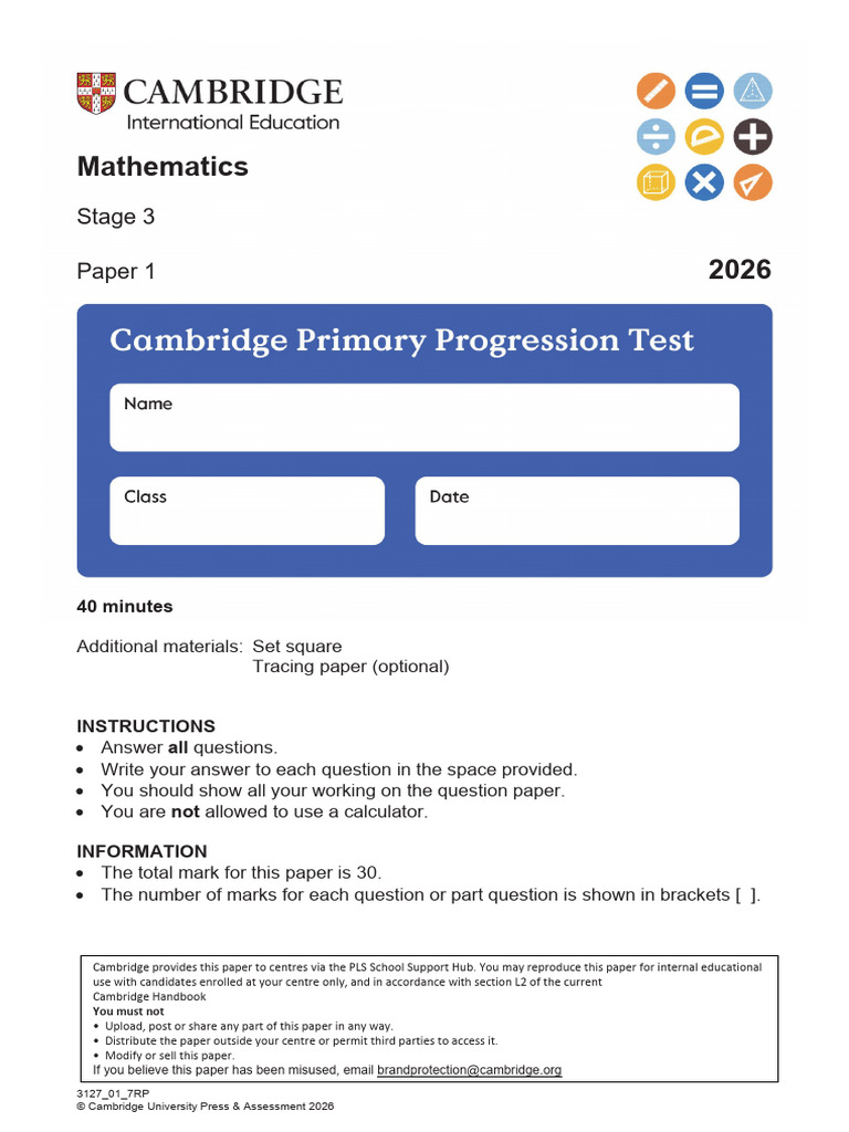 Cambridge Mathematics Stage 3 Past Questions | PDF | Copyright ...