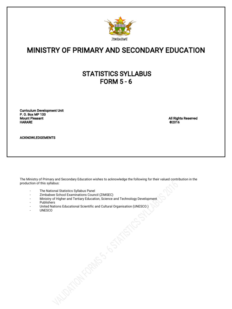 Statistics Syllabus a Level(1) | PDF