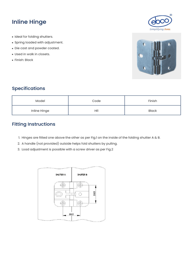 Inline Hinge for Folding Shutters | PDF