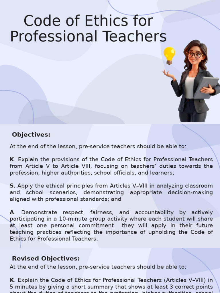 Code of Ethics Pt2 | PDF | Teachers | Learning