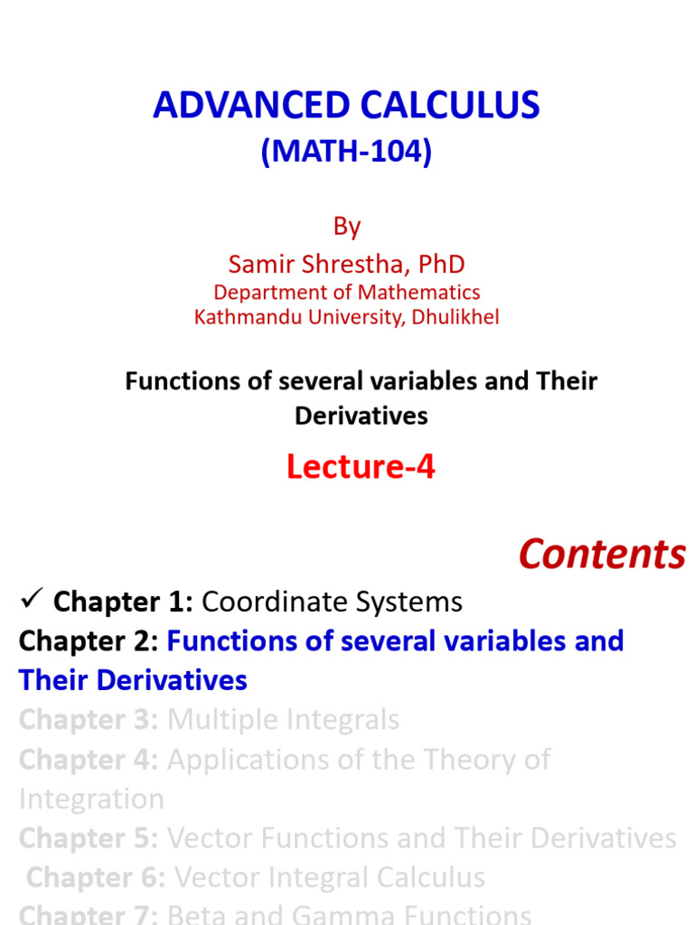 Advanced Calculus: Directional Derivatives | PDF | Derivative | Tangent
