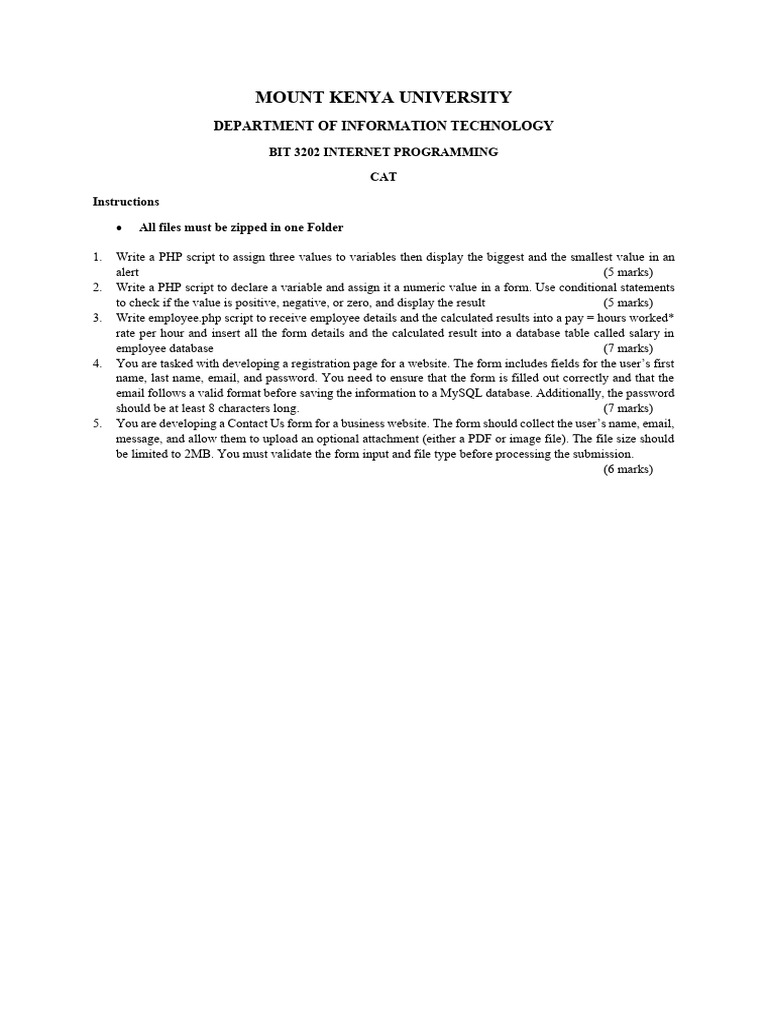 PHP Programming Assignment Tasks | PDF
