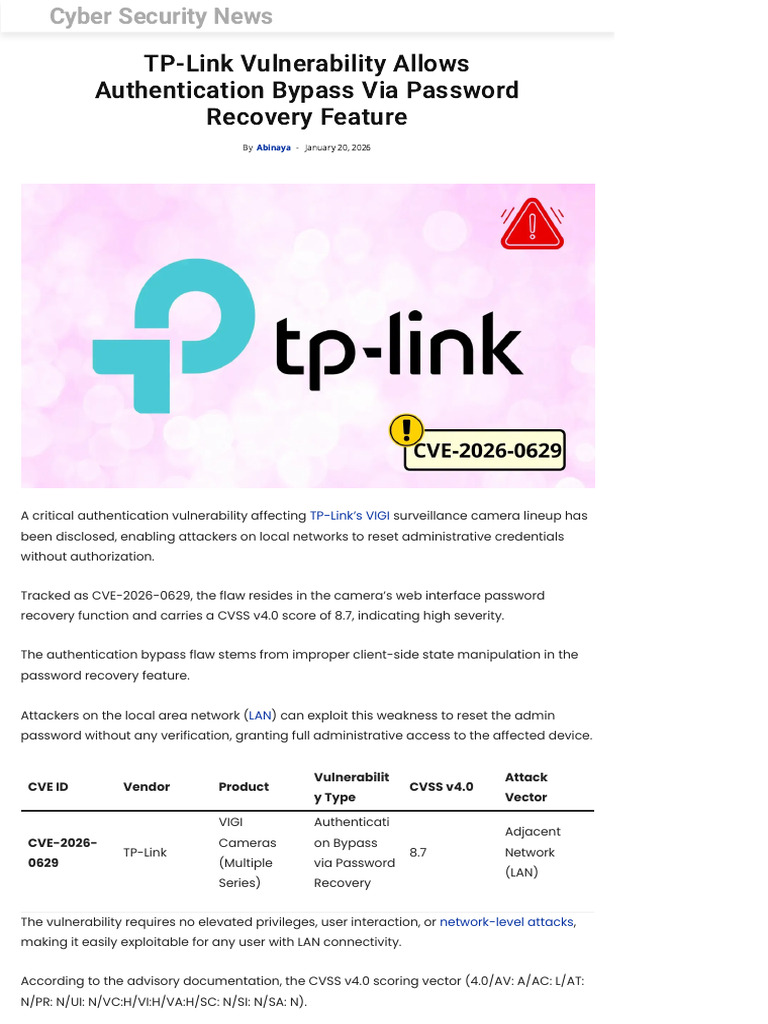 TP-Link Vulnerability Allows Authentication Bypass via Password Recovery Feature | PDF ...