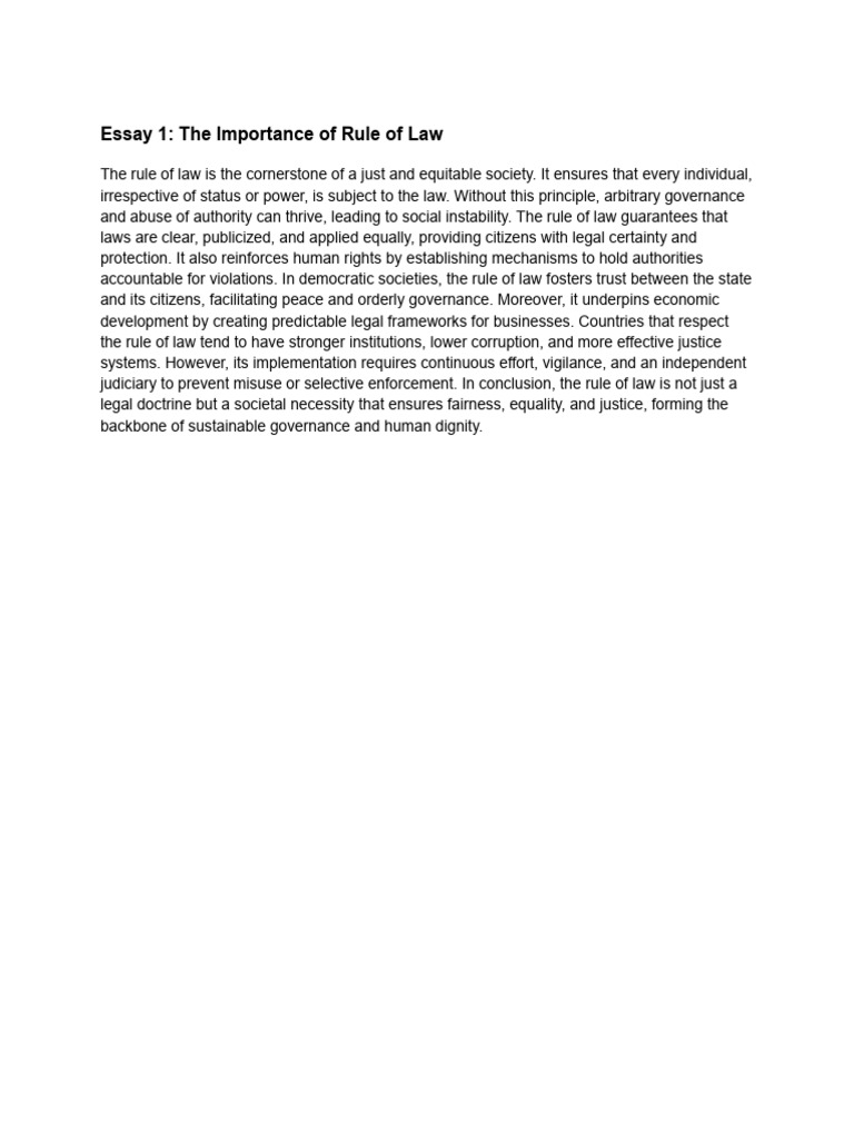 Essay 1_ the Importance of Rule of Law | PDF