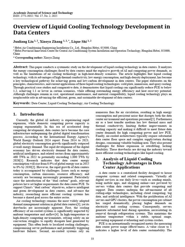 Liquid Cooling Innovations for Data Centers | PDF | Data Center ...