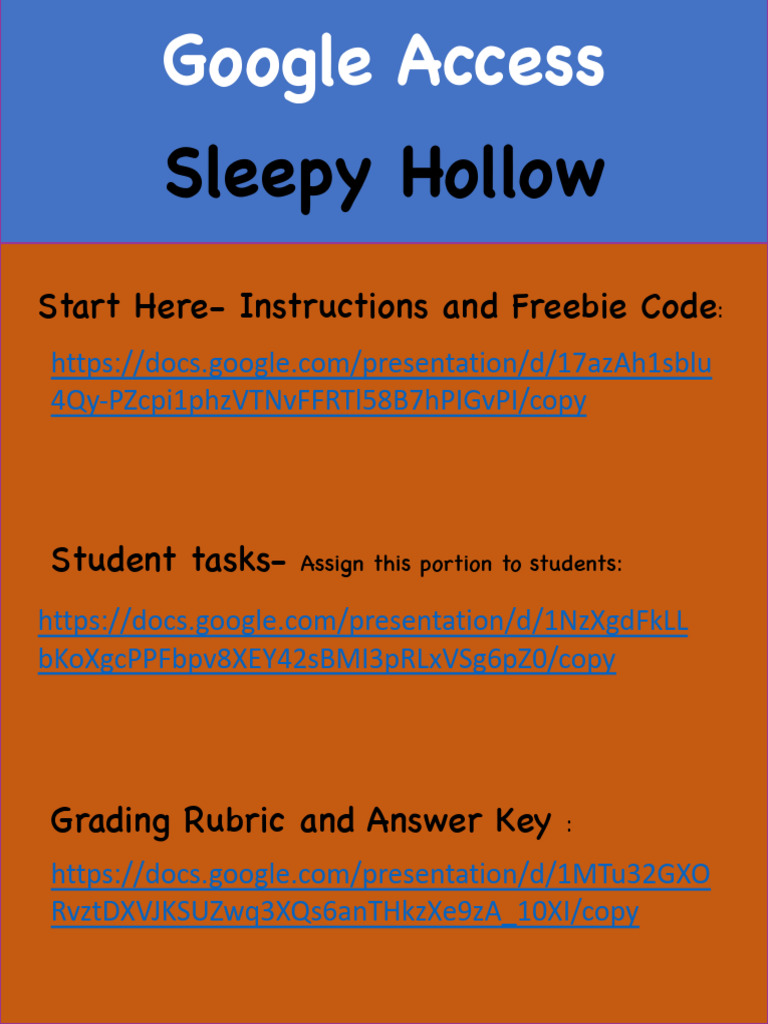 Sleepy Hollow- Google Access -Virtual Field Trip | PDF