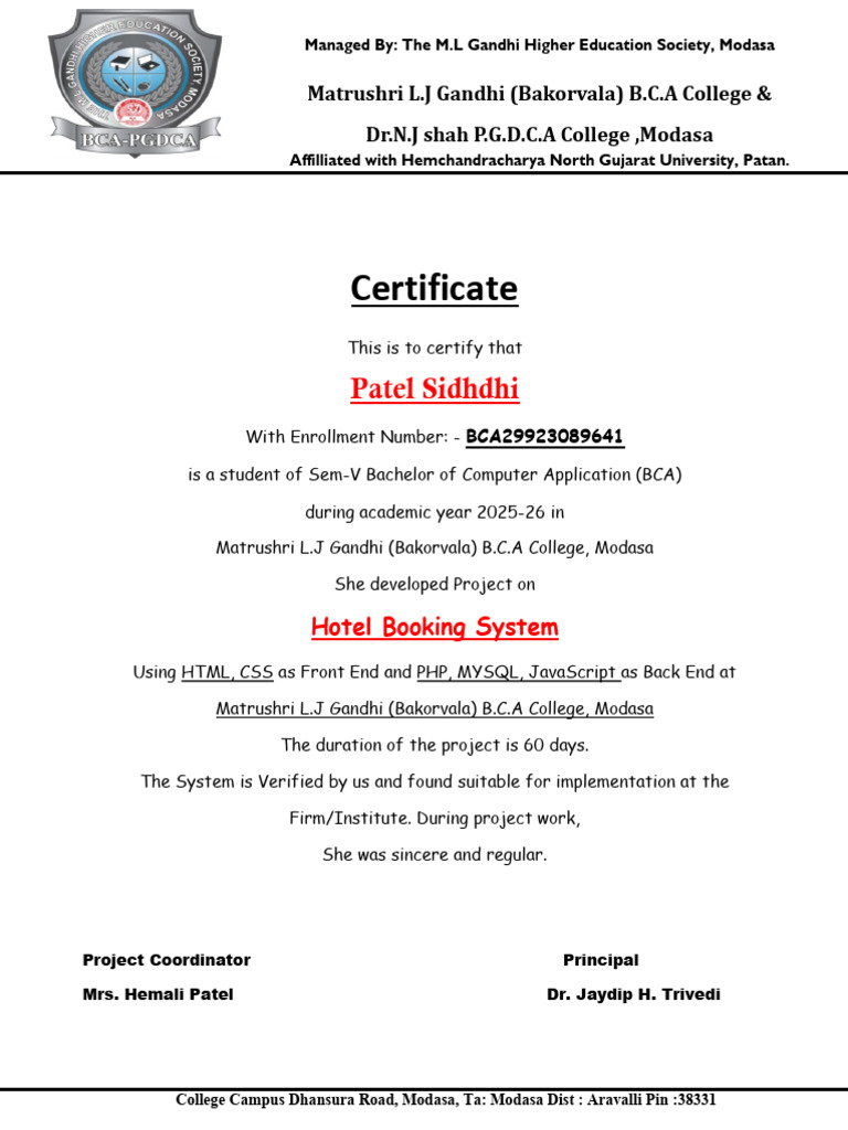 Certificate-Hotel Booking System | PDF | Internet | Hypertext
