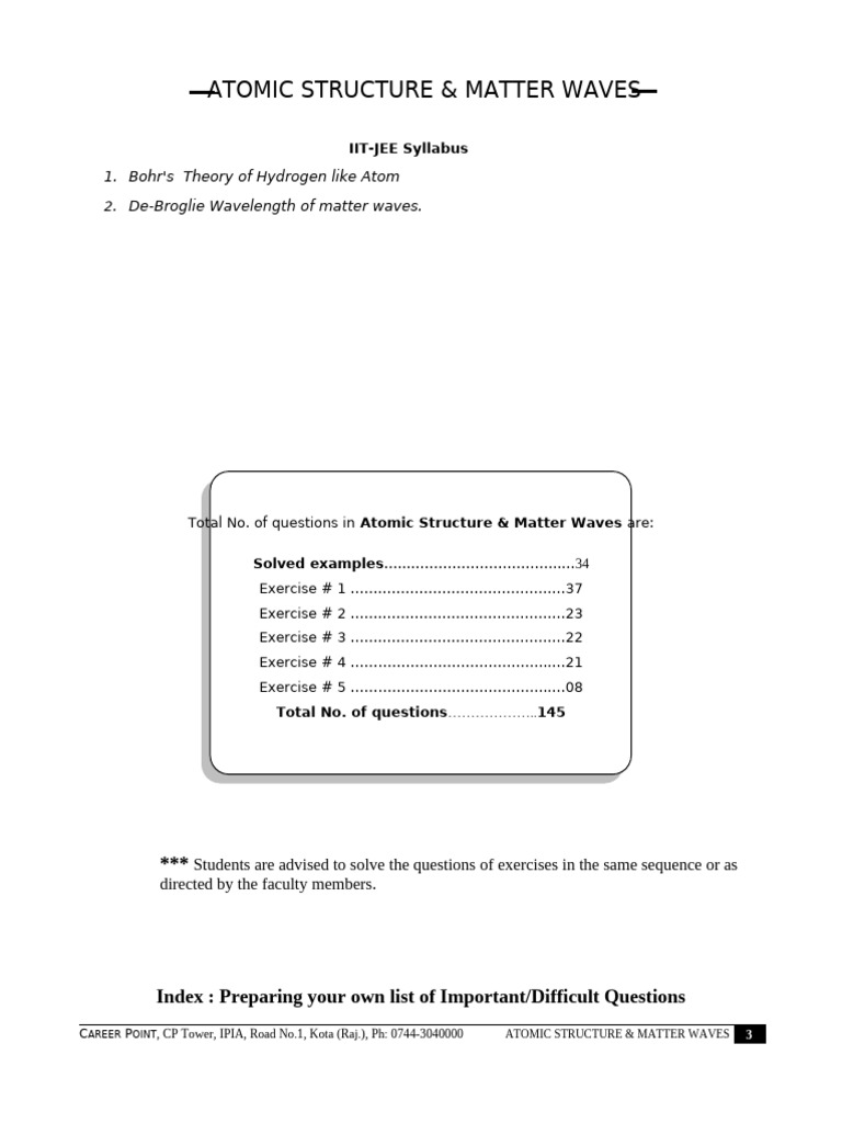 Atomic Structure and Matter Waves Guide | PDF | Electron | Atoms