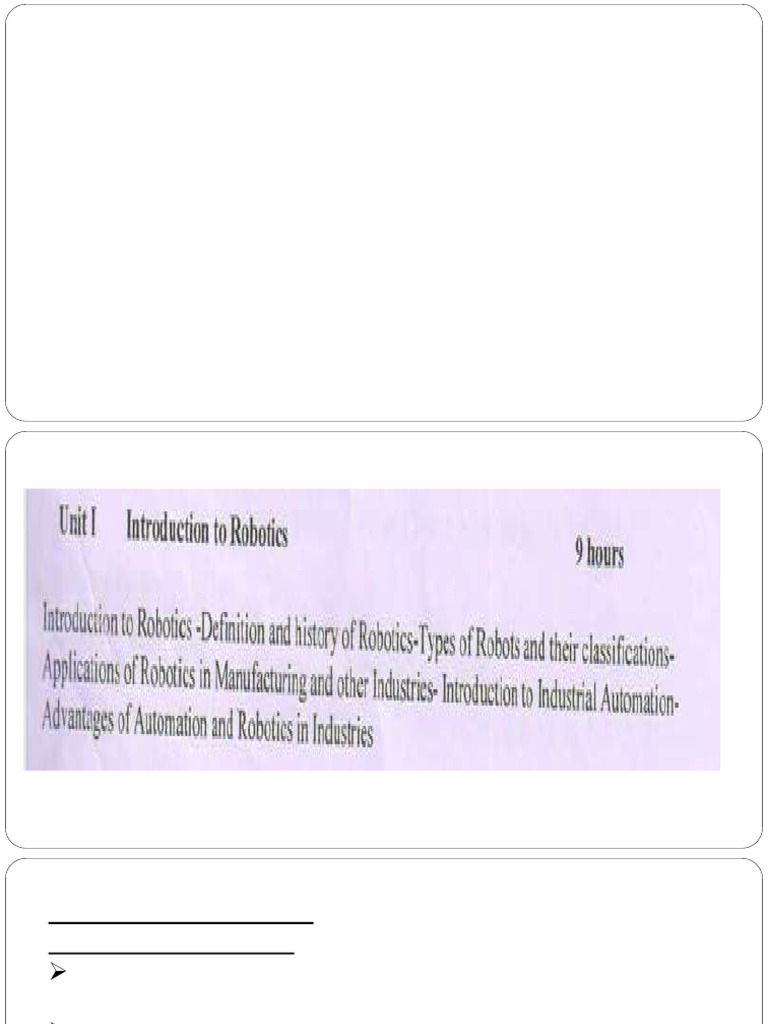 UNIT - 01 Introduction To Robotics-Definitions | PDF | Robot | Robotics