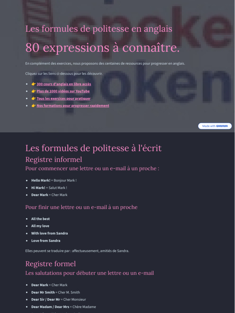 Formules de politesse en anglais | PDF