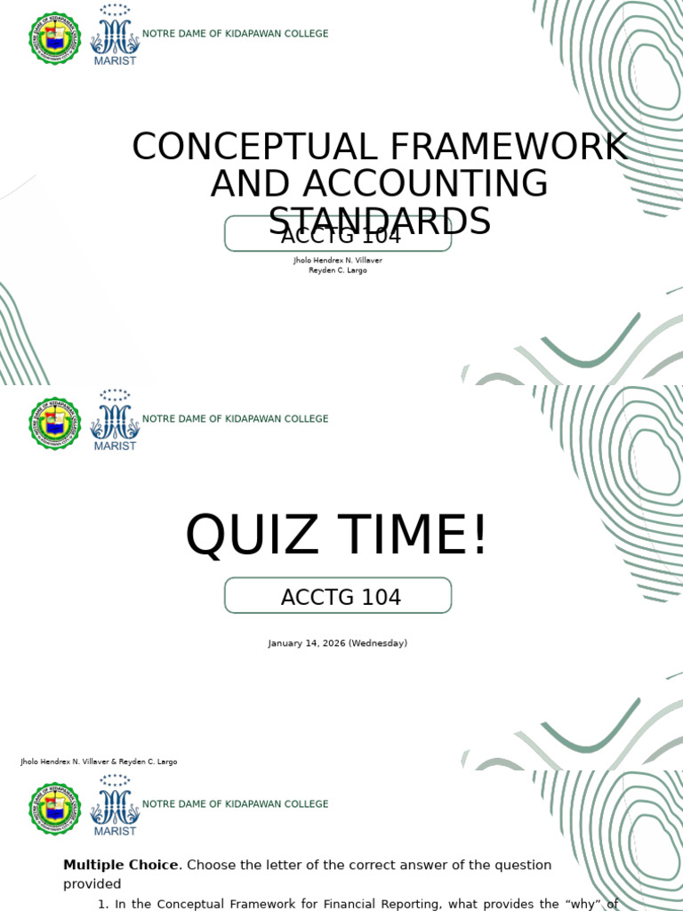 Accounting Standards Quiz for ACCTG 104 | PDF
