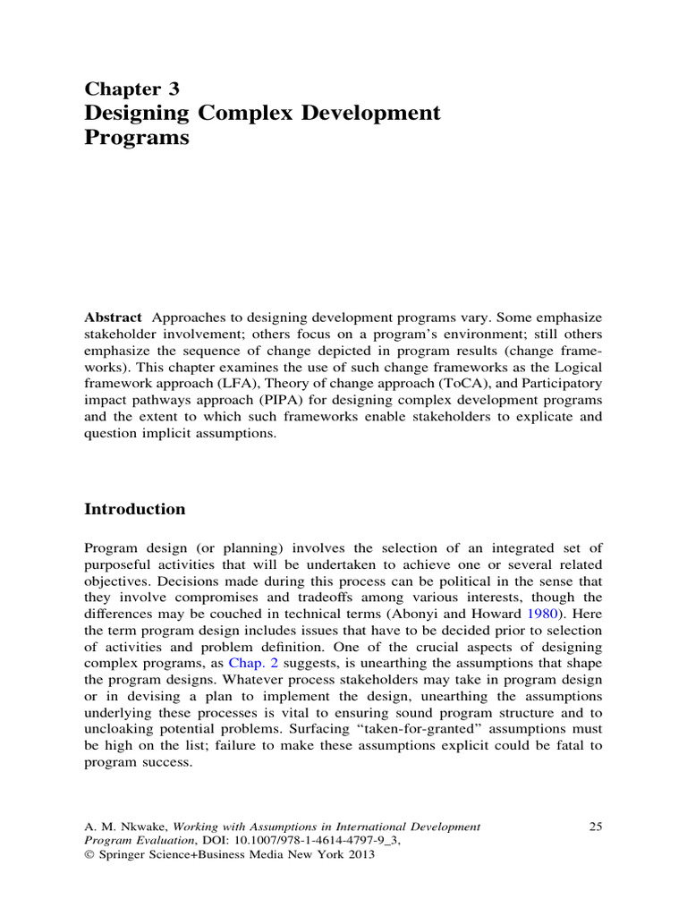 Chap. 3 Designing Complex Development Programs | PDF | Evaluation | Thought