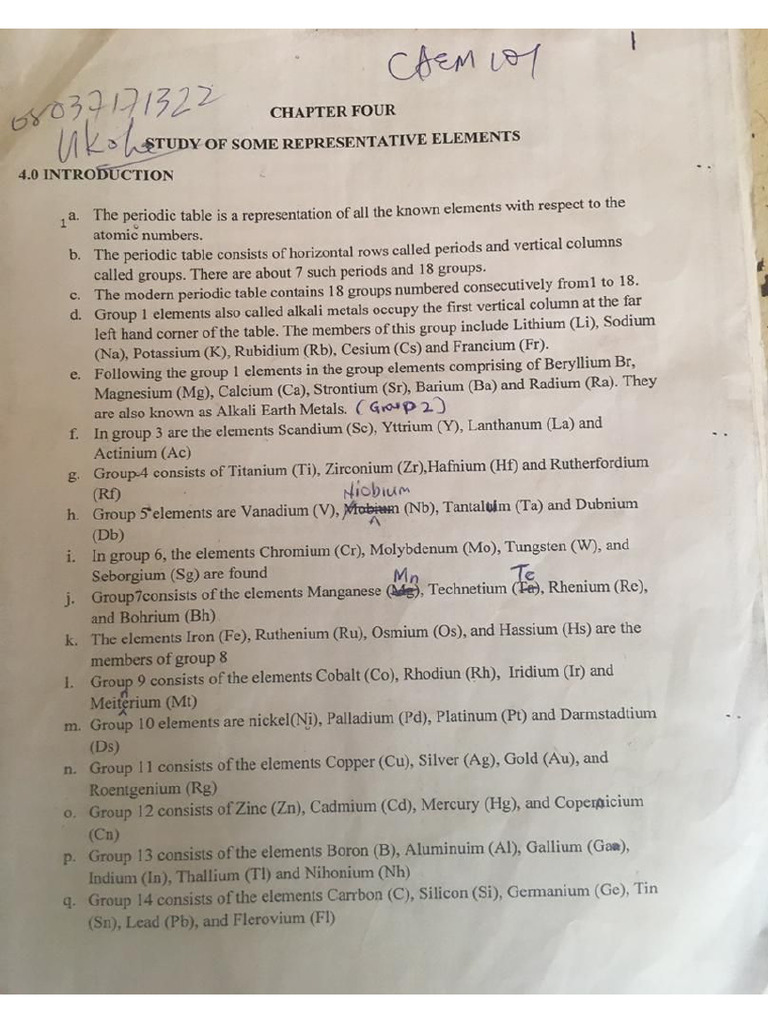 Study of Representative Elements | PDF