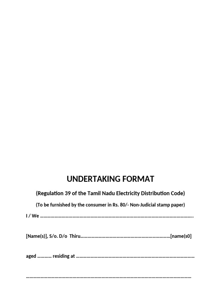 Temporary - Undertaking Format -2 Bond Papers | PDF