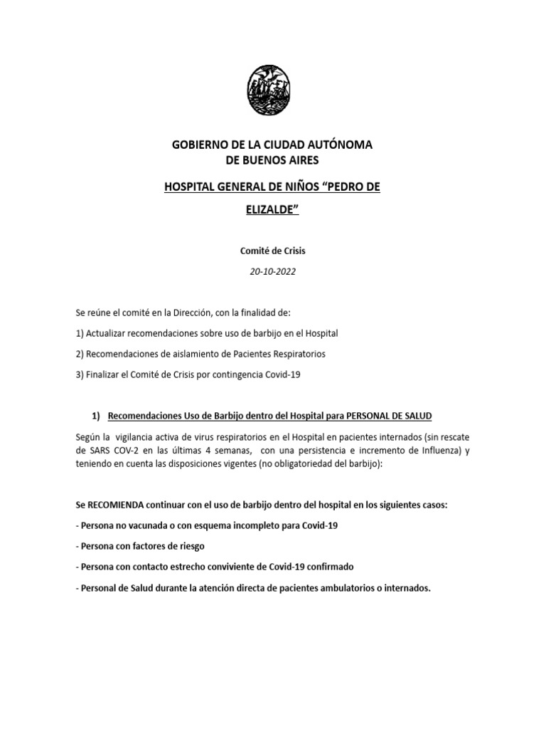 Comité de Crisis Del Hospital Elizalde-20!10!2022 | PDF