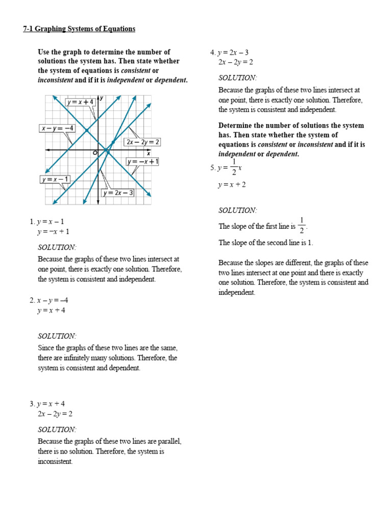 7 1 Graphing Systems of Equations | PDF | Mathematical Objects ...