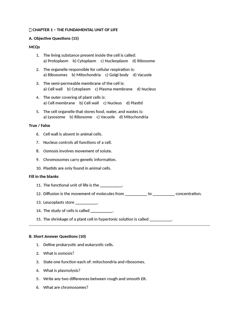 Cell Biology and Tissues Study Guide | PDF | Tissue (Biology) | Cell ...