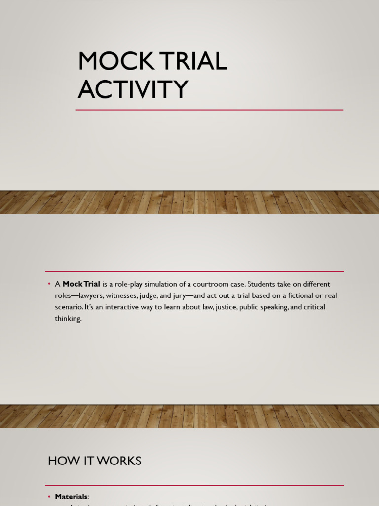 Mock Trial Activity Guide for Students | PDF