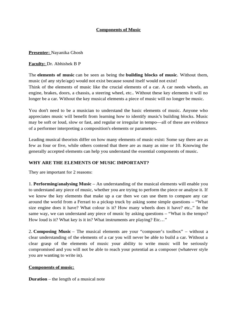 4.2 Components of Music-edited | PDF | Interval (Music) | Pitch (Music)