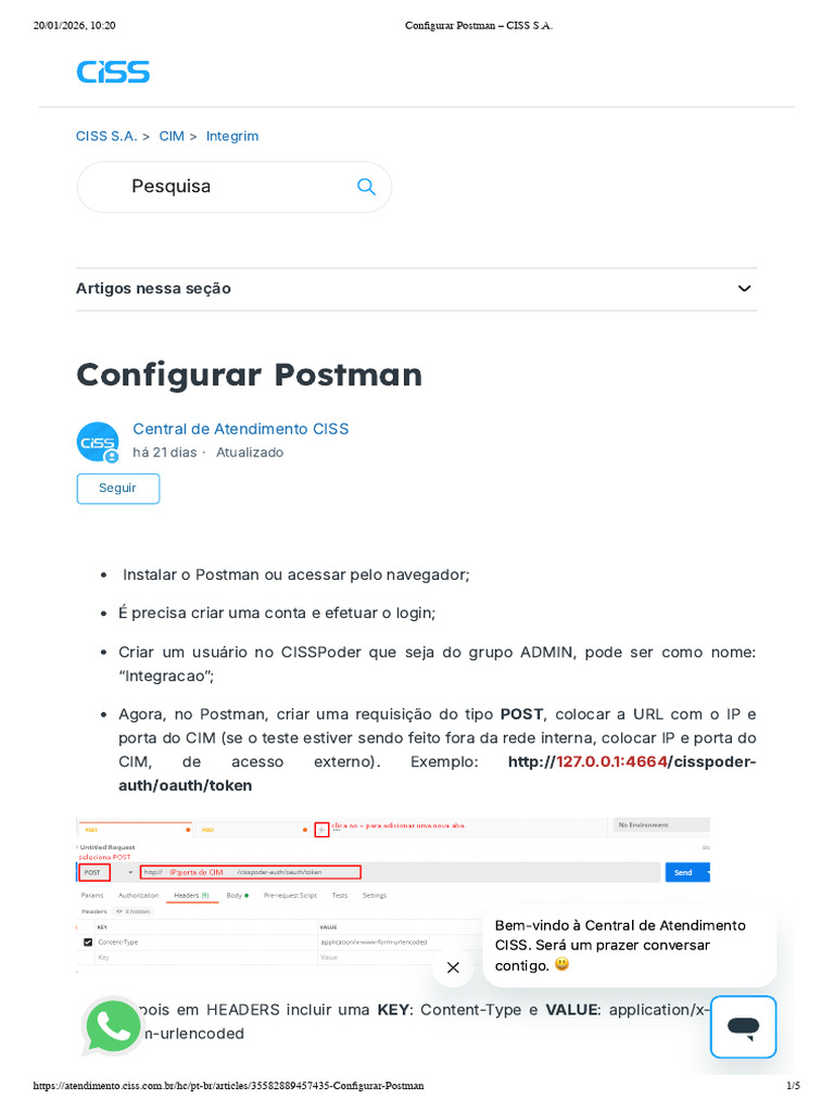 Configuração do Postman para CISS S.A. | PDF | Senha | Tecnologia da ...
